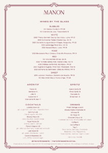 Le Menu | Manon Brasserie