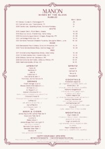 Le Menu | Manon Brasserie