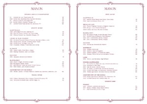 Le Menu | Manon Brasserie