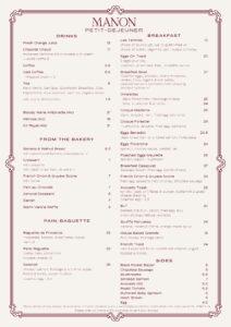Le Menu | Manon Brasserie
