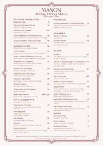 Le Menu | Manon Brasserie